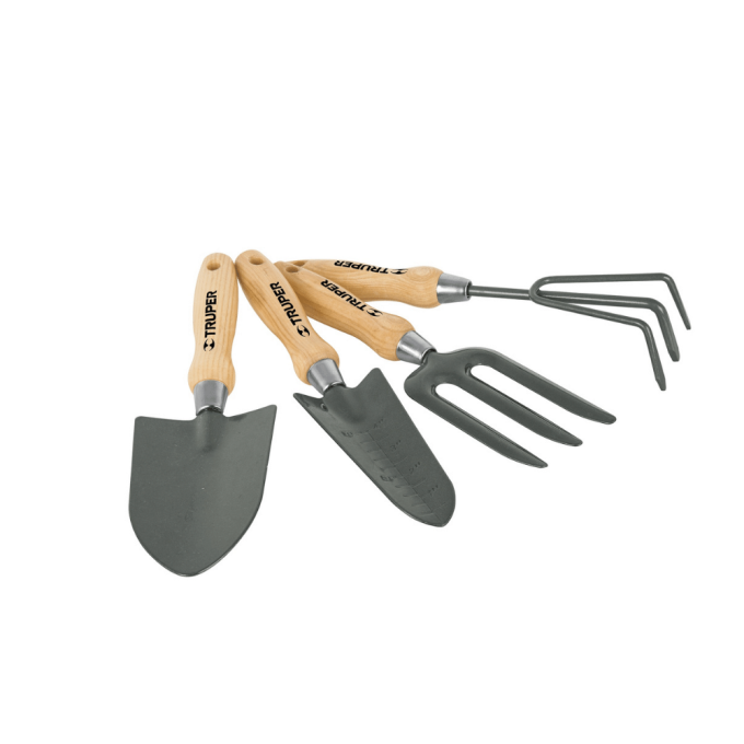 Truper - 4 Pc Gardening Tool Set:spade; - Fork;Transplanter; Cultivator ...