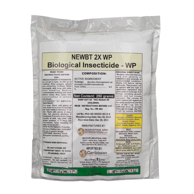 - New Bt 2x Insecticide 250 Gram - 6.4% Wp Bacillus Thuringiensis - FT ...